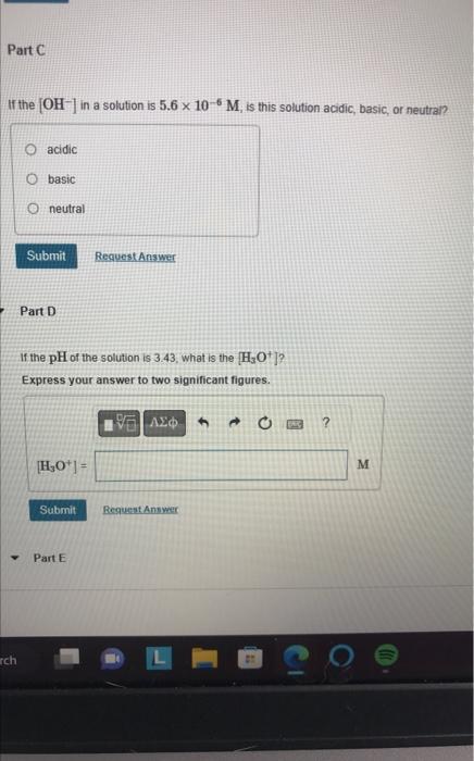 Solved Part 11Part CComplete the following table:If the | Chegg.com