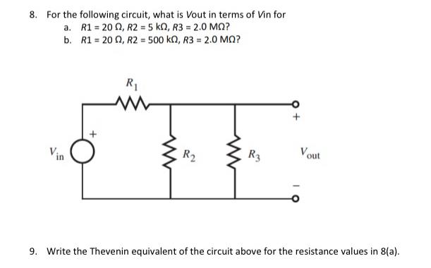 Solved For the following circuit, what is Vout in terms of | Chegg.com