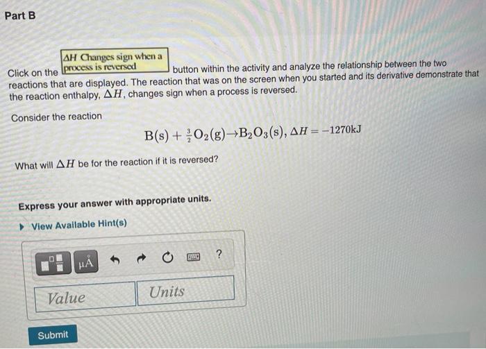 Solved Part A - Click the AH is an Extensive Property button | Chegg.com