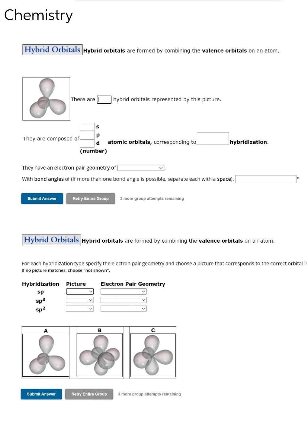 Solved Chemistry Hybrid Orbitals Hybrid orbitals are formed | Chegg.com