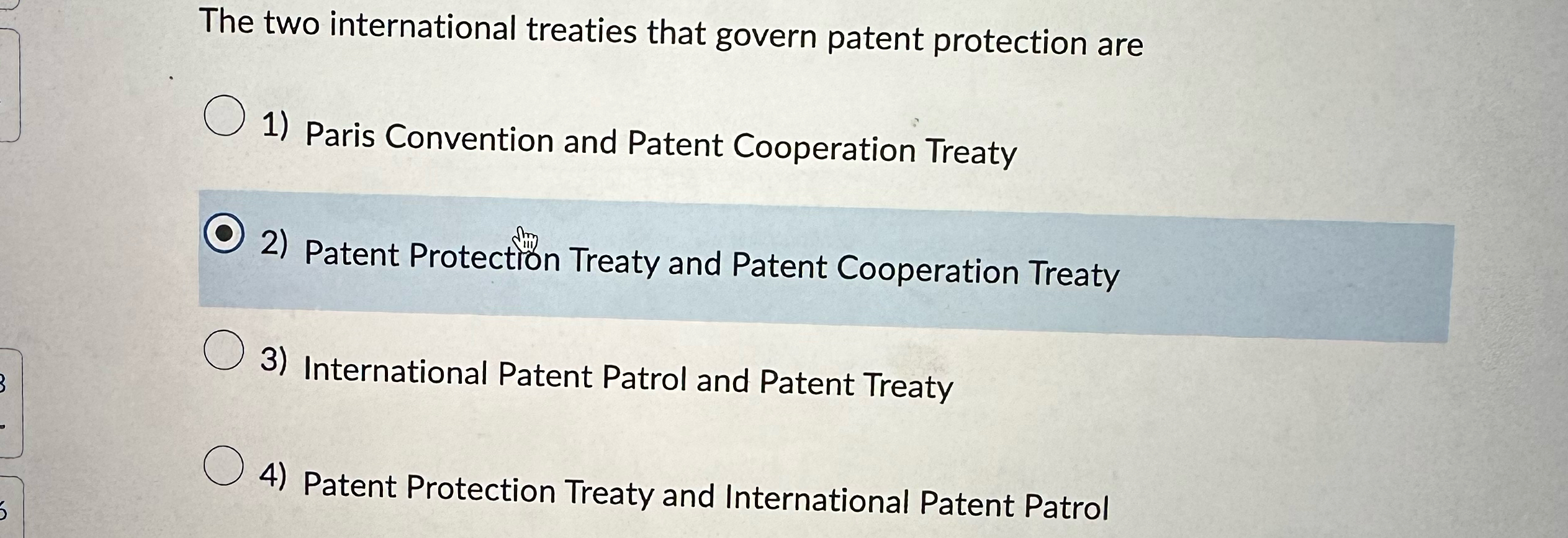 Solved The two international treaties that govern patent | Chegg.com