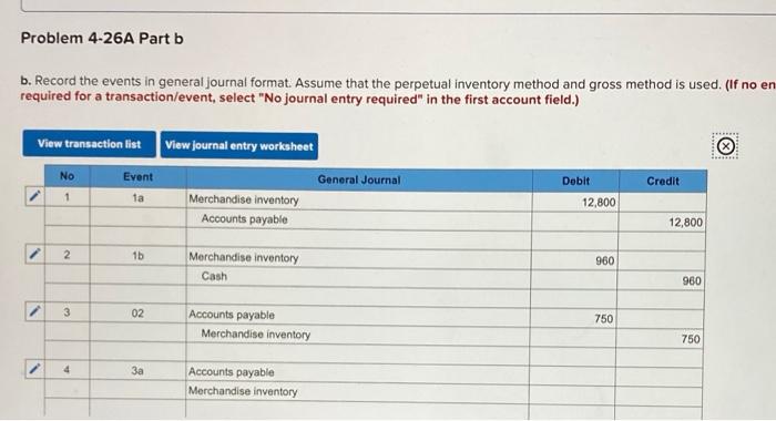 Solved Problem 4-26A Comprehensive cycle problem: Perpetual | Chegg.com