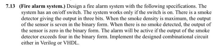 Solved .13 (Fire alarm system.) Design a fire alarm system | Chegg.com