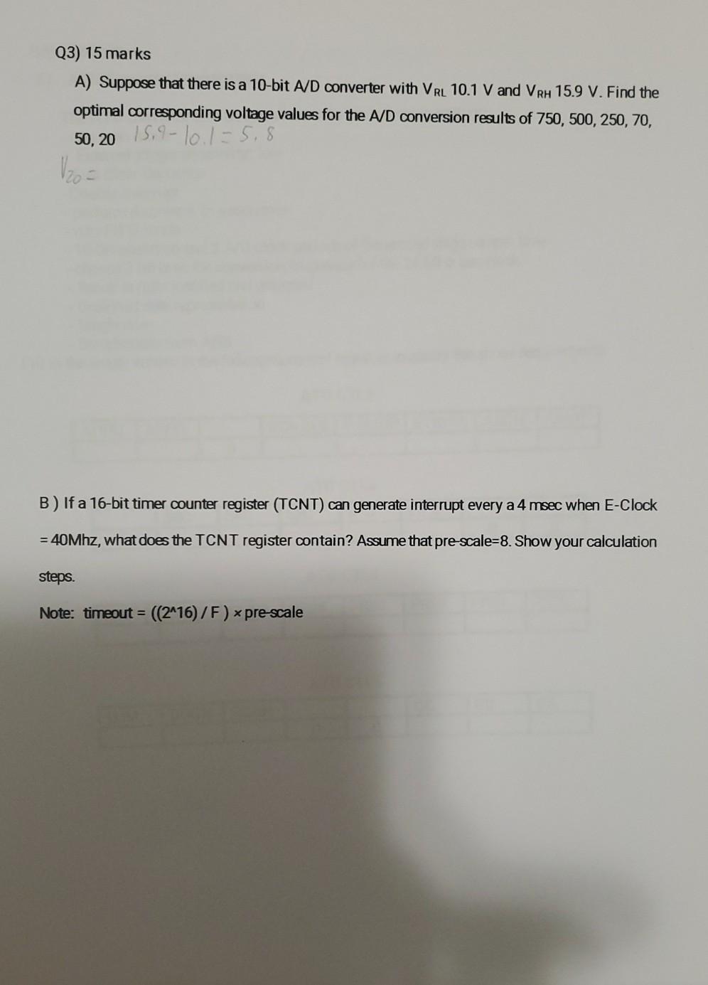 Solved Q3) 15 marks A) Suppose that there is a 10-bit AVD | Chegg.com