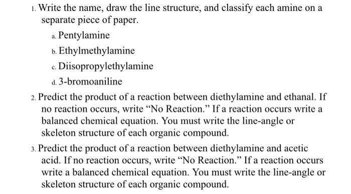 Solved 1. Write the name, draw the line structure, and | Chegg.com