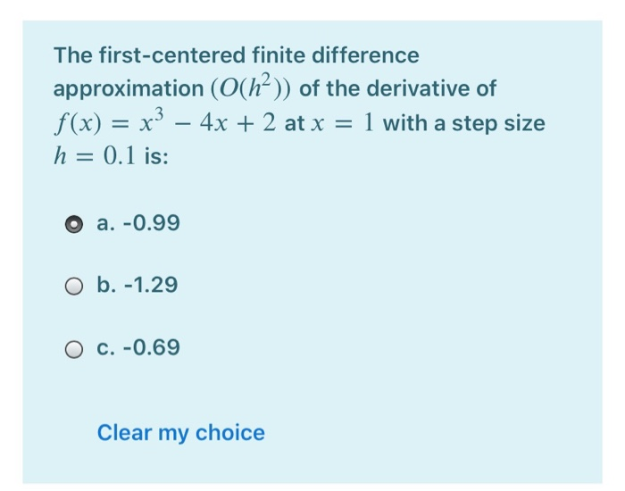 Solved The first-centered finite difference - approximation | Chegg.com