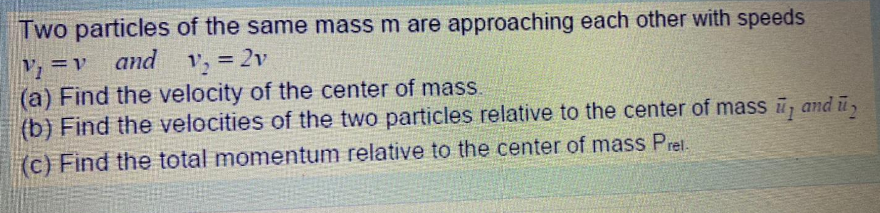 Solved Two particles of the same mass m ﻿are approaching | Chegg.com