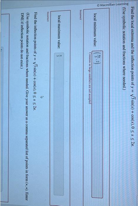 Solved Find the local extrema and the inflection points of | Chegg.com