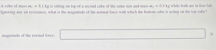 Solved A cube of mass m1=8.1 kg is sitting on top of a | Chegg.com
