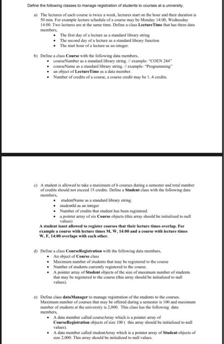 Solved Define the following classes to manage registration | Chegg.com