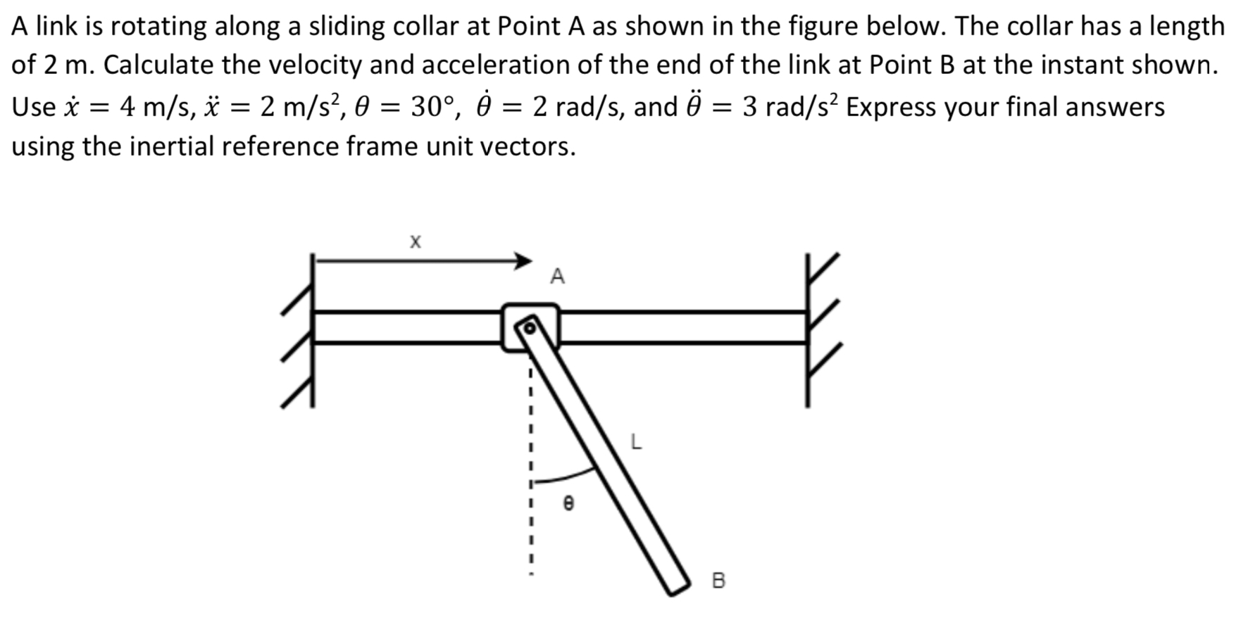 Solved A link is ﻿rotating along a sliding collar at ﻿Point | Chegg.com