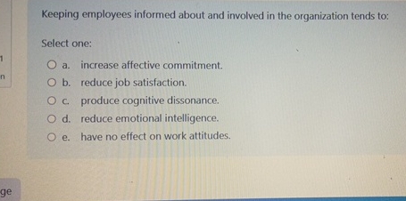 Solved Keeping employees informed about and involved in the | Chegg.com