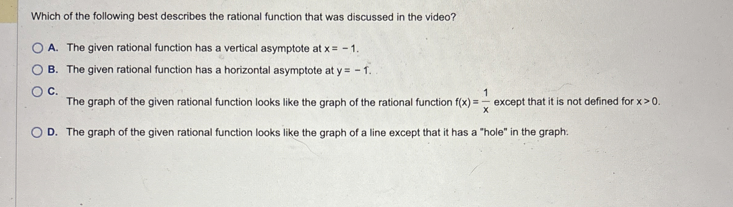 Solved Which of the following best describes the rational | Chegg.com