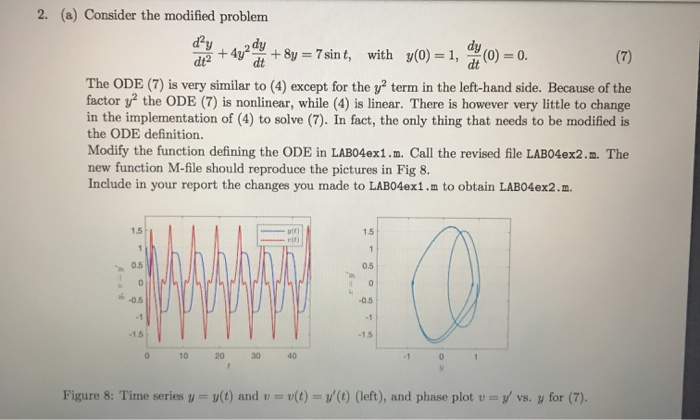 Solved 2. (a) Consider the modified problem d2y dt2 4y2 dy | Chegg.com