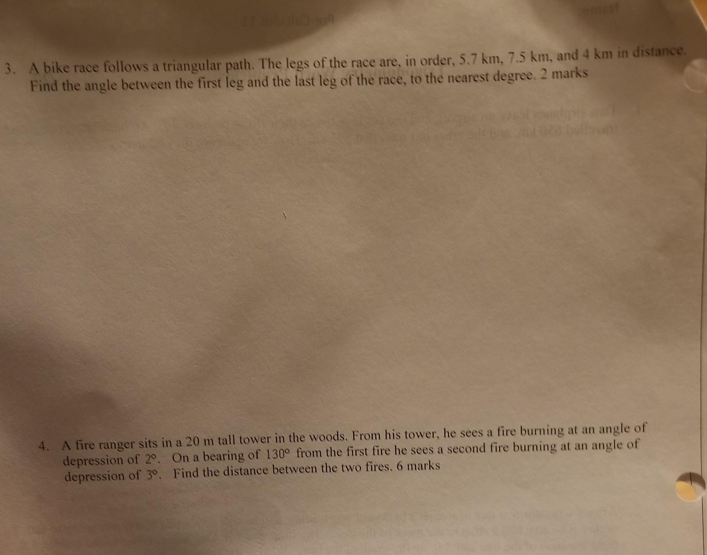Solved A bike race follows a triangular path. The legs of | Chegg.com