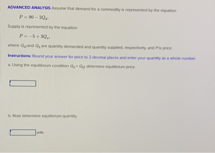 Solved ADVANCED ANALYSIS Assume that demand for a commodity | Chegg.com