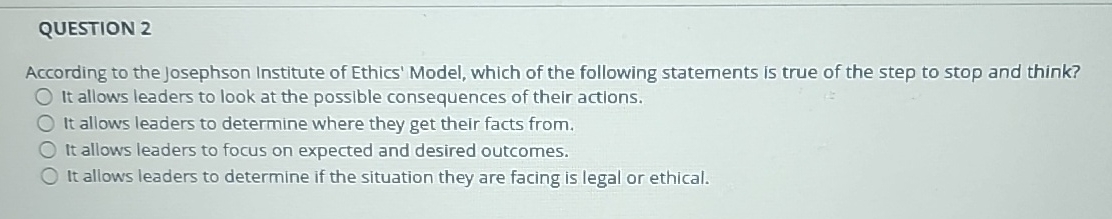 Solved QUESTION 2According to the Josephson Institute of | Chegg.com