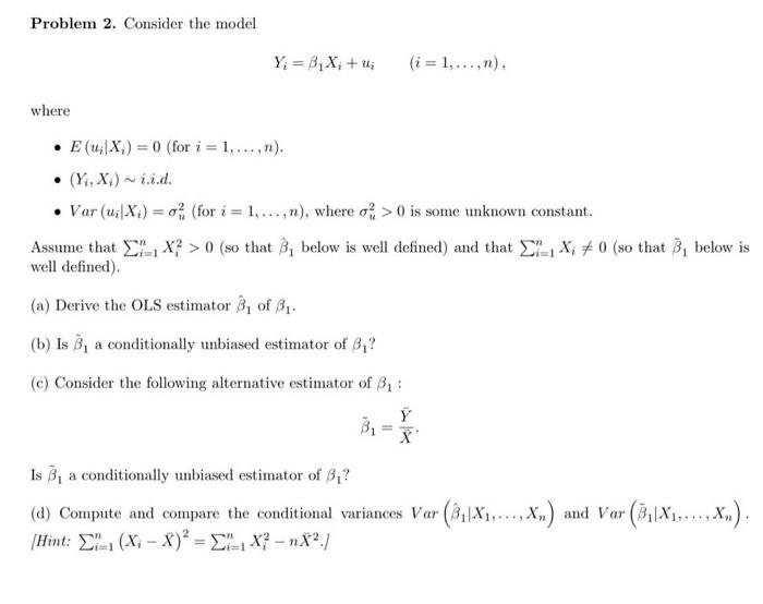 Solved Consider the model | Chegg.com