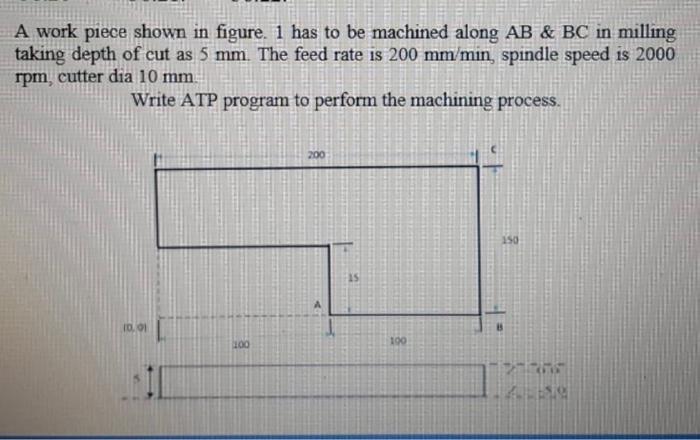 Solved A work piece shown in figure. 1 has to be machined | Chegg.com