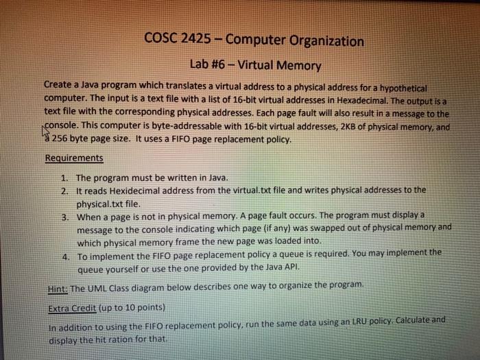 COSC 2425 - Computer Organization Lab #6 - Virtual | Chegg.com