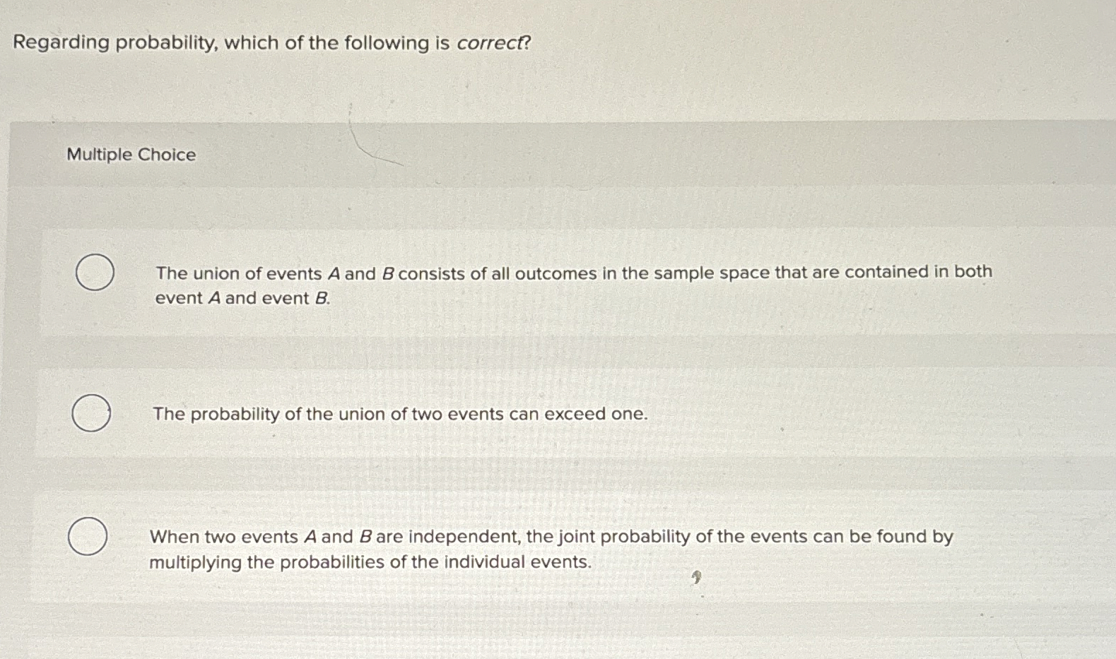 Regarding probability, which of the following is | Chegg.com