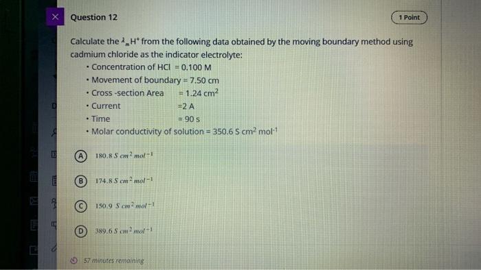 Solved x Question 12 1 Point Calculate the H* from the | Chegg.com