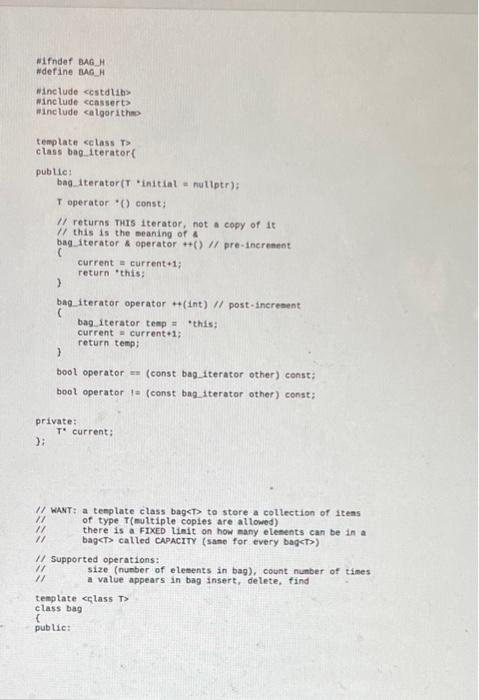 Solved You are given the class definition for static bag, as | Chegg.com