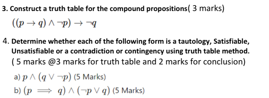 Solved Construct a truth table for the compound | Chegg.com