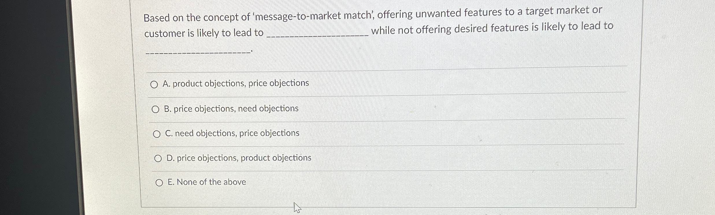 Solved Based on the concept of 'message-to-market match', | Chegg.com