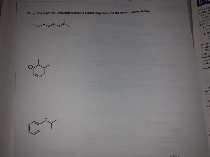 Solved 2) (9 pts) Draw the important resonance contributing | Chegg.com