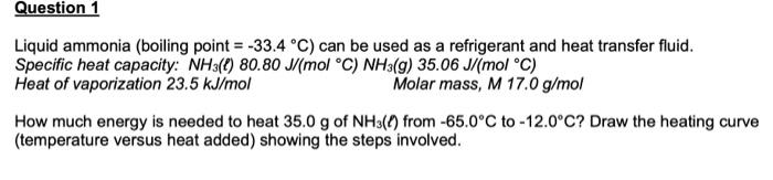 Solved Liquid ammonia (boiling point =−33.4∘C ) can be used | Chegg.com