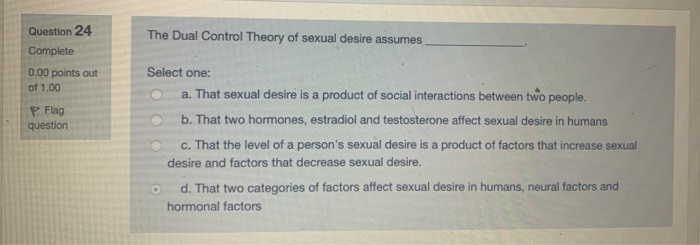 Solved The Dual Control Theory of sexual desire assumes | Chegg.com