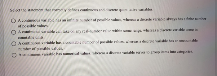 Solved Select the statement that correctly defines | Chegg.com
