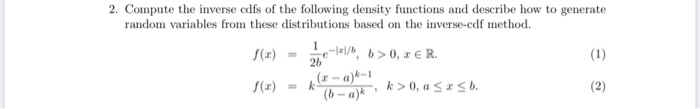 Solved Compute the inverse cdfs of the following density | Chegg.com