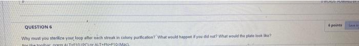 Solved Why must you sterlize your loop after each streak ih | Chegg.com