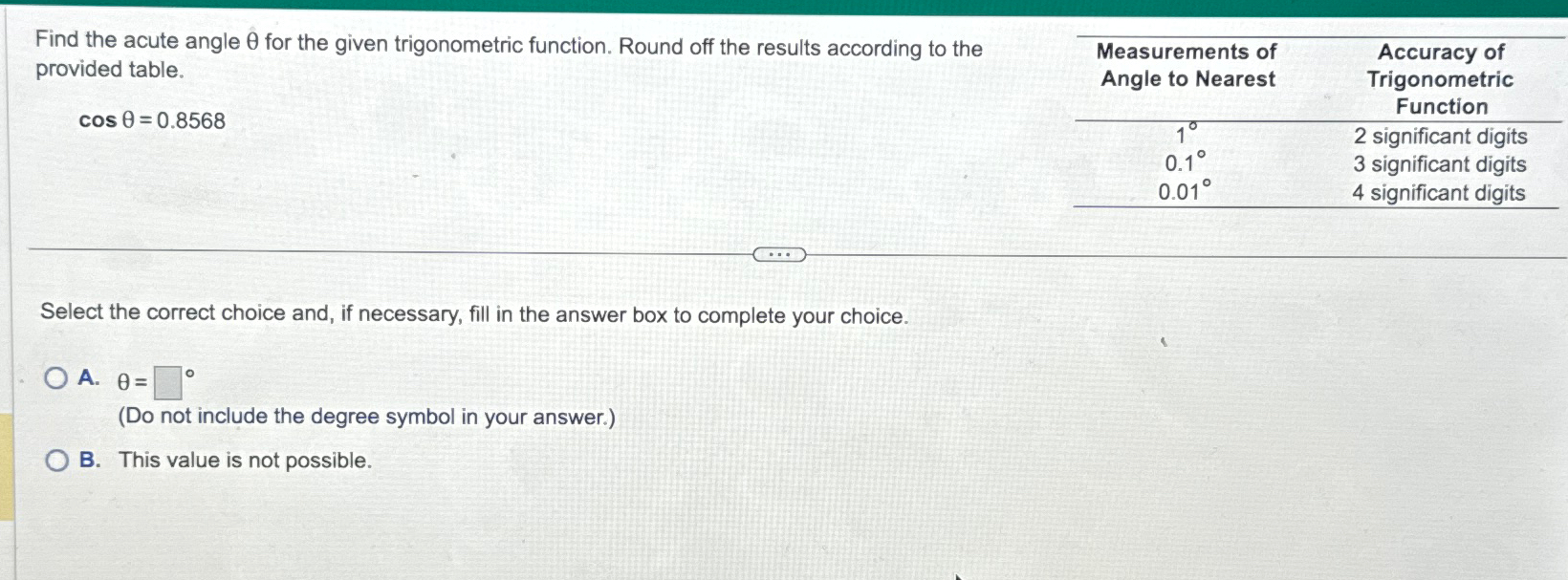 Solved Find the acute angle θ ﻿for the given trigonometric | Chegg.com