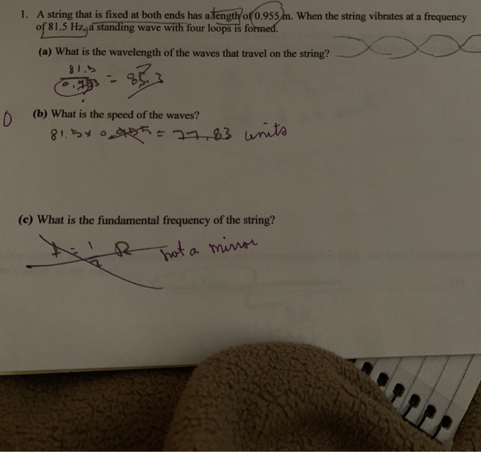 Solved 1. A string that is fixed at both ends has a length | Chegg.com