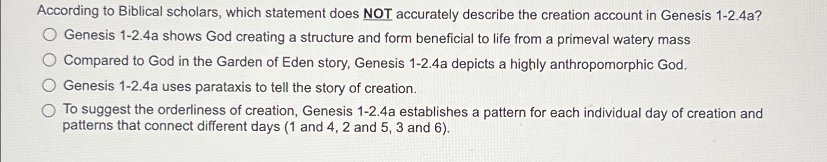 Solved According to Biblical scholars, which statement does | Chegg.com