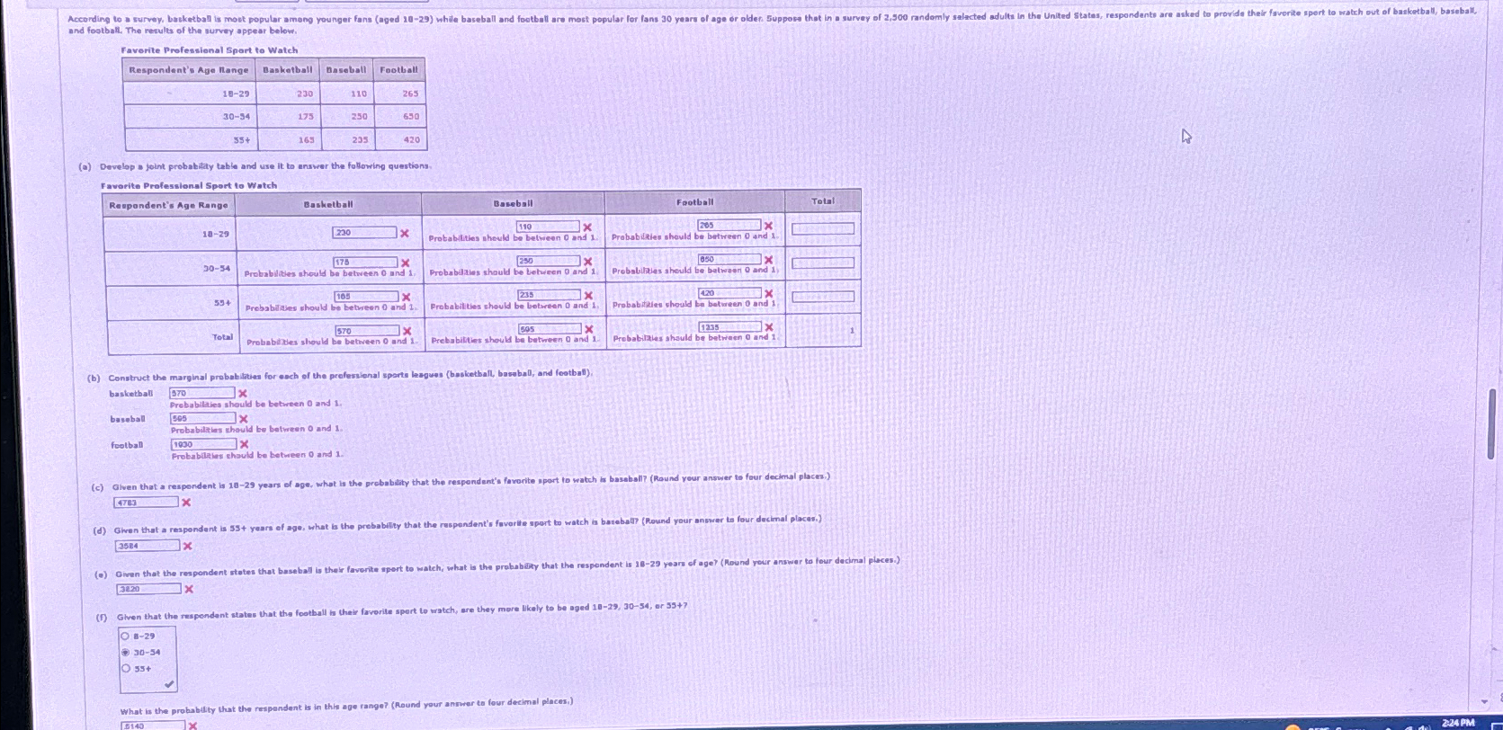 Solved Faverite Professienal Sport to | Chegg.com
