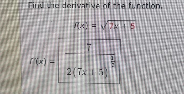 Solved Find the derivative of the function. | Chegg.com