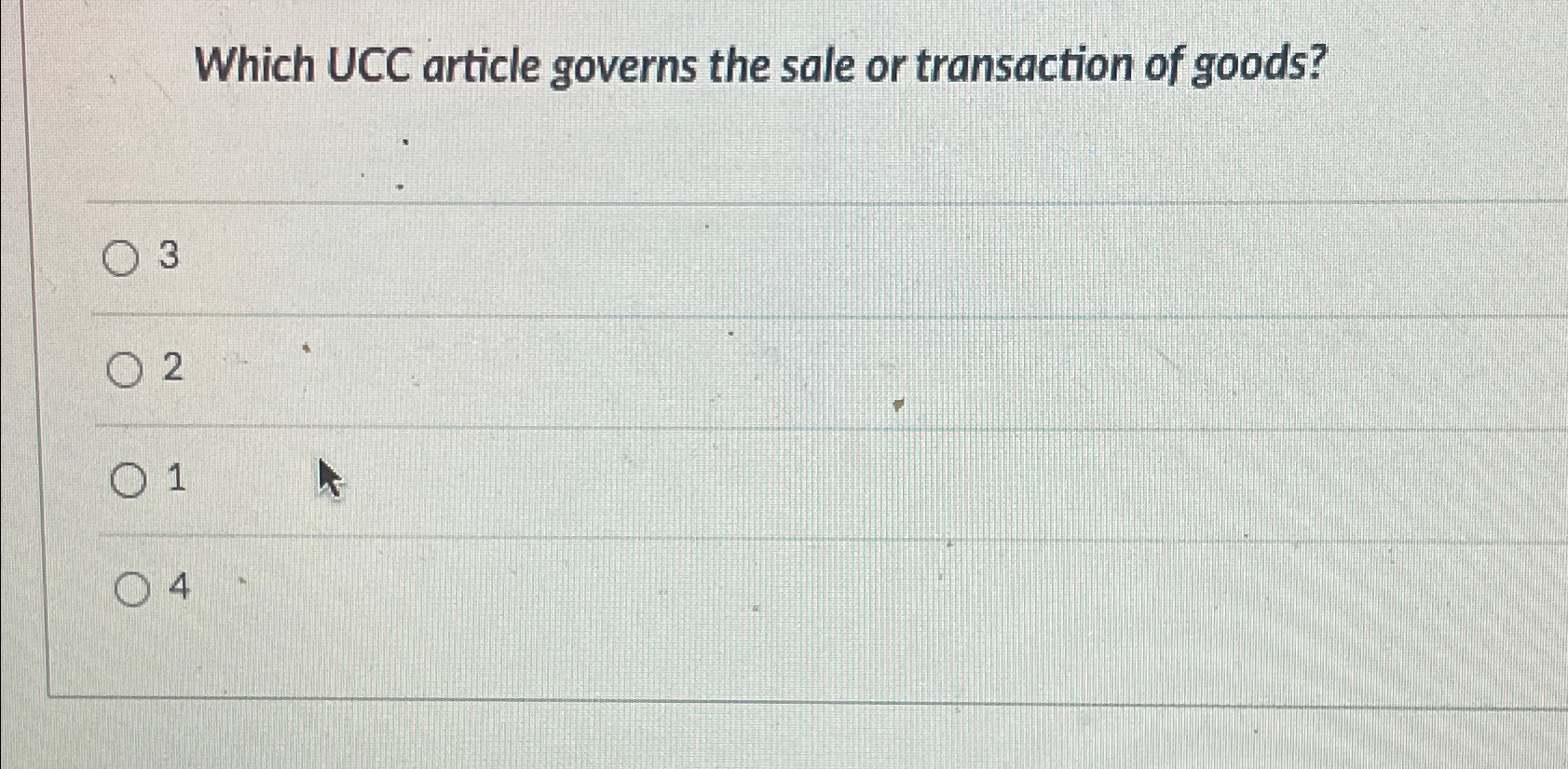 Solved Which UCC article governs the sale or transaction of | Chegg.com