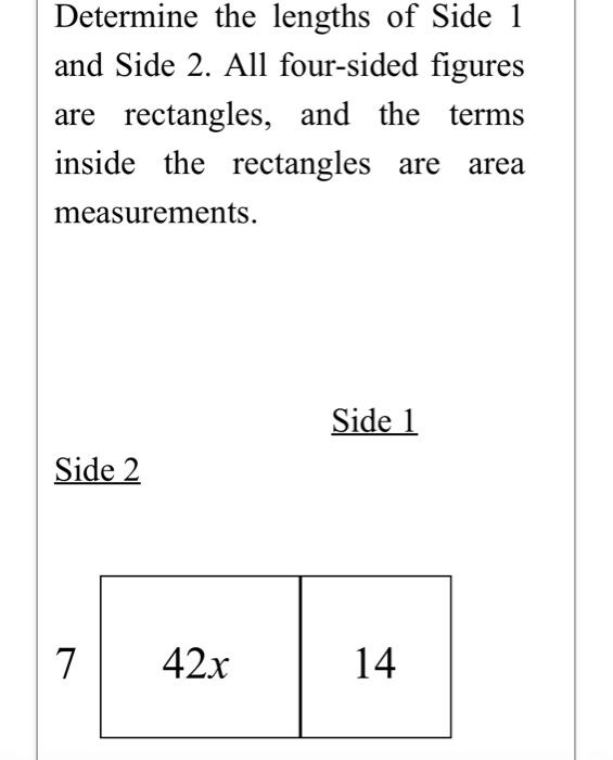 Solved Determine the lengths of Side 1 and Side 2. All | Chegg.com