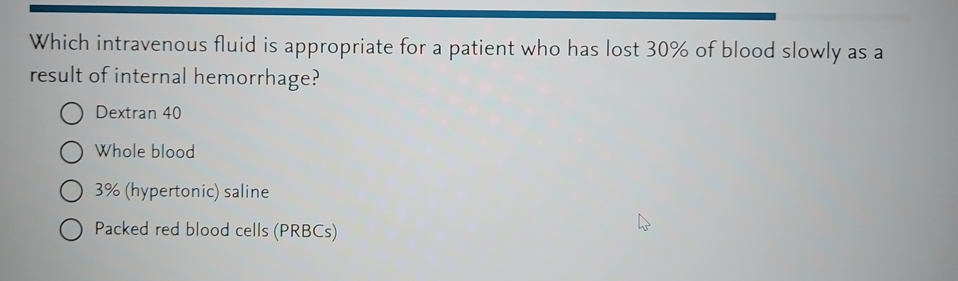 Solved Which intravenous fluid is appropriate for a patient | Chegg.com