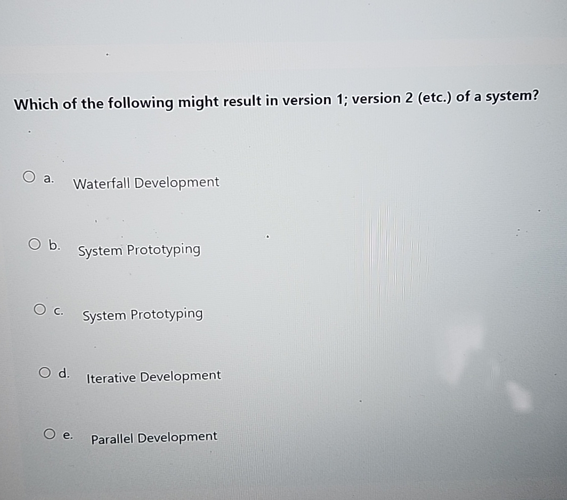 Solved Which of the following might result in version 1; | Chegg.com
