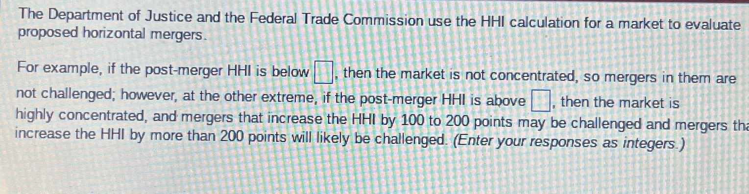 Solved The Department of Justice and the Federal Trade | Chegg.com