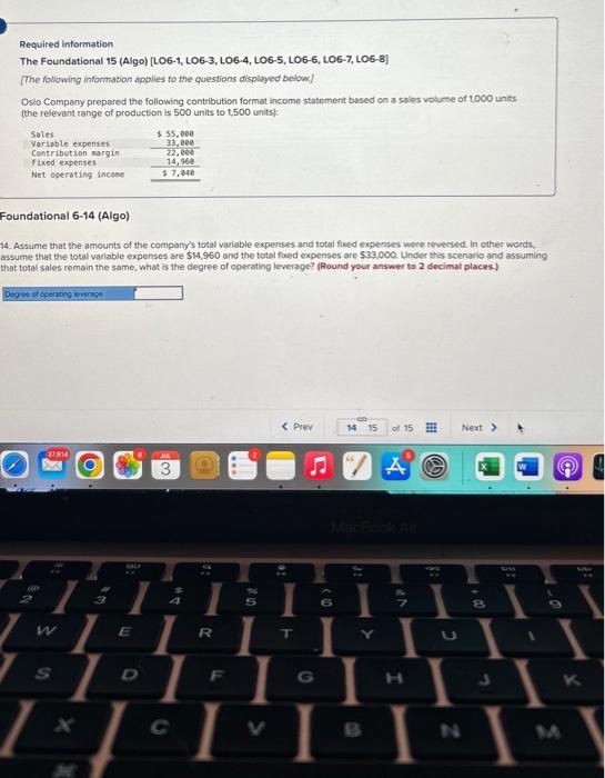 Solved Required information The Foundational 15 (Algo) | Chegg.com