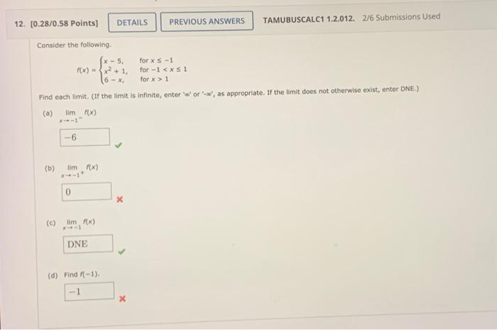 Solved 12. [0.28/0.58 Points] Consider the following. (b) | Chegg.com