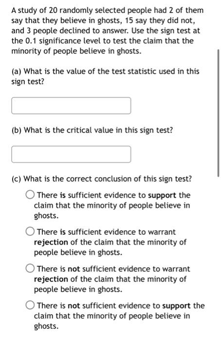 Solved A study of 20 randomly selected people had 2 of them | Chegg.com