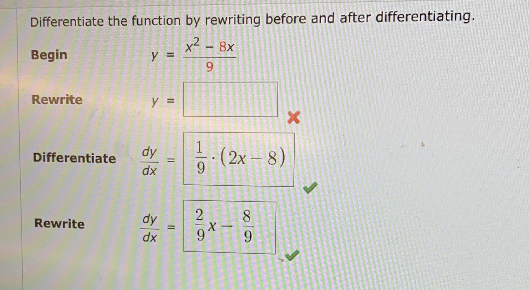 Solved Differentiate the function by rewriting before and | Chegg.com
