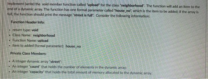 Solved Implement (write) the void member function called | Chegg.com